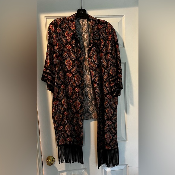 Kobi Halperin | Tops | Kobi Halpern Paisley Silk Lined Fringe Kimono ...